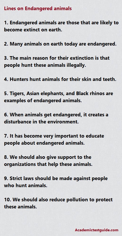 10 Lines On Endangered Animals In English