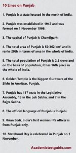 10 Lines on Punjab in English